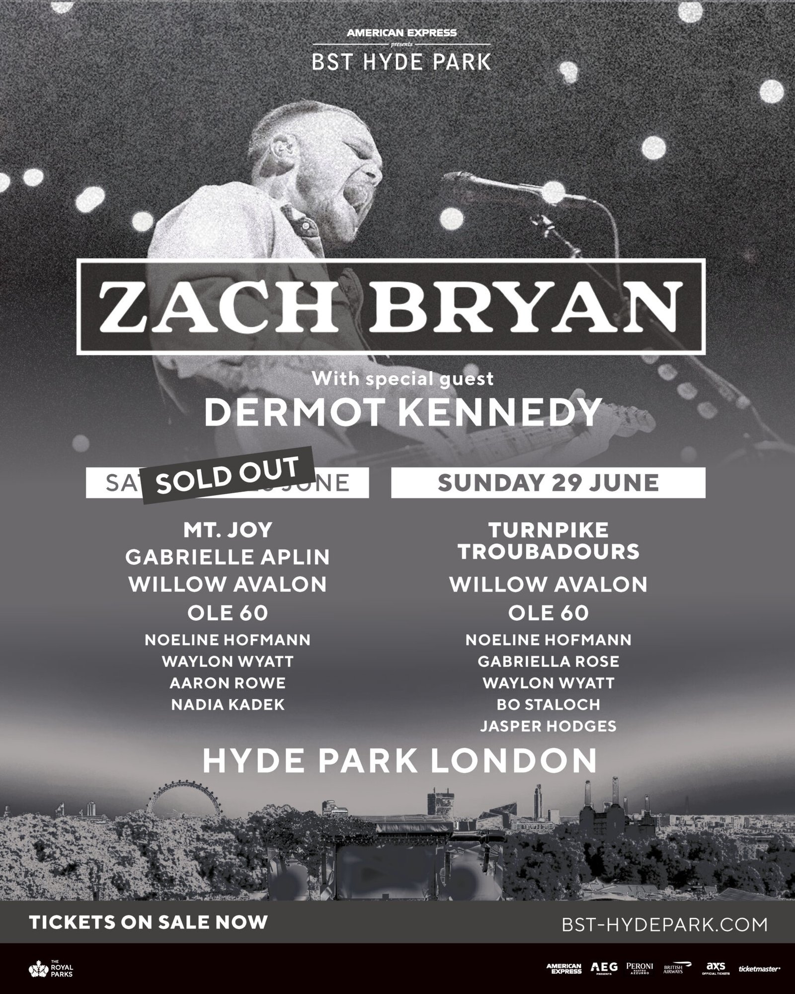 BST Hyde Park announces full Lineup for Zach Bryan Shows